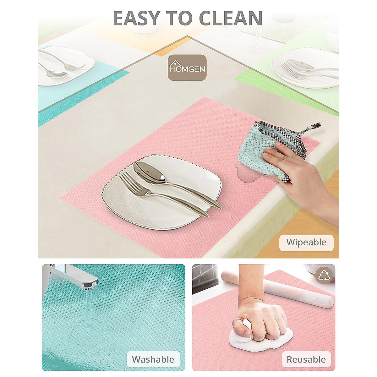 Fridge Liners Mrs Hinch,HOMGEN Popular 16Pcs Refrigerator Mats Fashion Refrigerator pad Fridge Mats Liners Waterproof Fridge Pads Mat for Fridge, Drawer, Book Shelves ect (4 Colours,45x29cm)