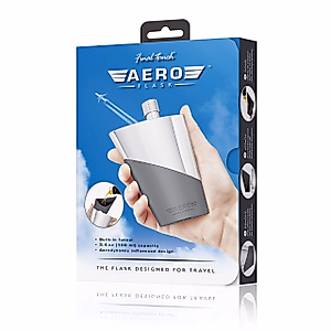 Final Touch Aero Flask Travel Liquor Container - 3.4 oz 100ml Carry-On Flask with Built-in Funnel - Aerodynamic Design Inspired by Airplane Wings - Stainless Steel - Comfortable for Pocket (FTA1820)