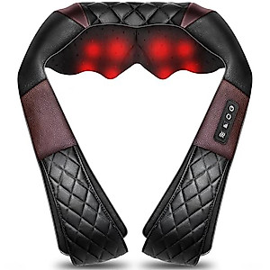 Neck Massager, Shiatsu Back Neck and Shoulder Massager with Heat - Deep Tissue 4D Kneading Massage Pillow for Body Muscle Pain Relief, Use at Home, Office, Car- Best Gifts for Women Men Mom Dad