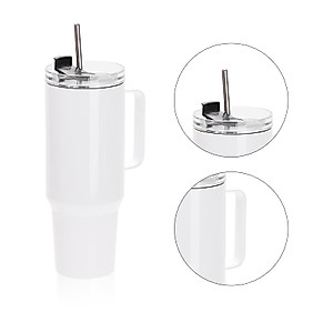 PYD Life 2 Pack Sublimation 40 OZ Tumbler with Handle Blanks Coffee Mugs Insulated Reusable Travel Cups with Lid and Stainless Straw for Tumbler Heat Press Sublimation Oven Printing