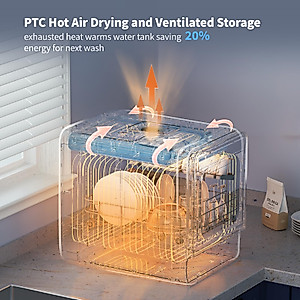 AIRMSEN Portable Countertop Dishwasher with 5L Water Tank, Mini Dishwasher with 14.6” Ultra-Narrow Design, 9 Programs, 24H Delay Start & 360° Dual Spray, No Hookup Needed, C01, White