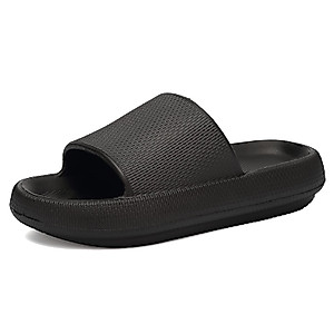 EQUICK Cloud Slides Pillow Slippers for Women and Men | Shower Slippers Bathroom Sandals | Ultra Soft | Cushioned Thick Sole | Indoor & Outdoor U221YZTX344.DN-Aurora black-39-40