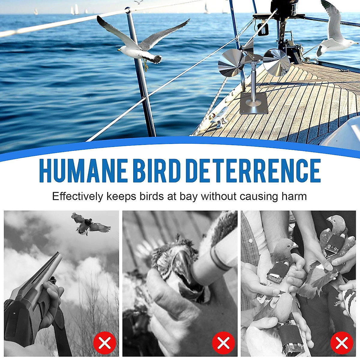 Bird Reflectors Spinning Wind Powered，Bird Scare Reflective Device Keep Bird Pigeon Woodpeckers and Sparrows Away for Outdoor Patio, Yard, Garden, Rooftop and Vegetable Gardens