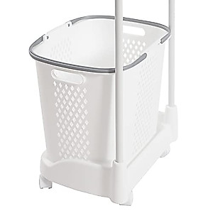 Removable Basket Laundry Cart with Clothes Rack, Multi-layer Clothes Storage Laundry Basket, Bathroom Rolling Household Dirty Clothes Baskets Stand for Bathroom Laundry (Style2)