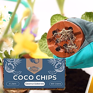 Southside Plants Coco Chip Medium Coconut Substrate for Garden Potting Soil - 100% Organic & Eco-Friendly 1.1 lb Brick for Indoor & Outdoor Flowers Plants Growth - 500 Grams