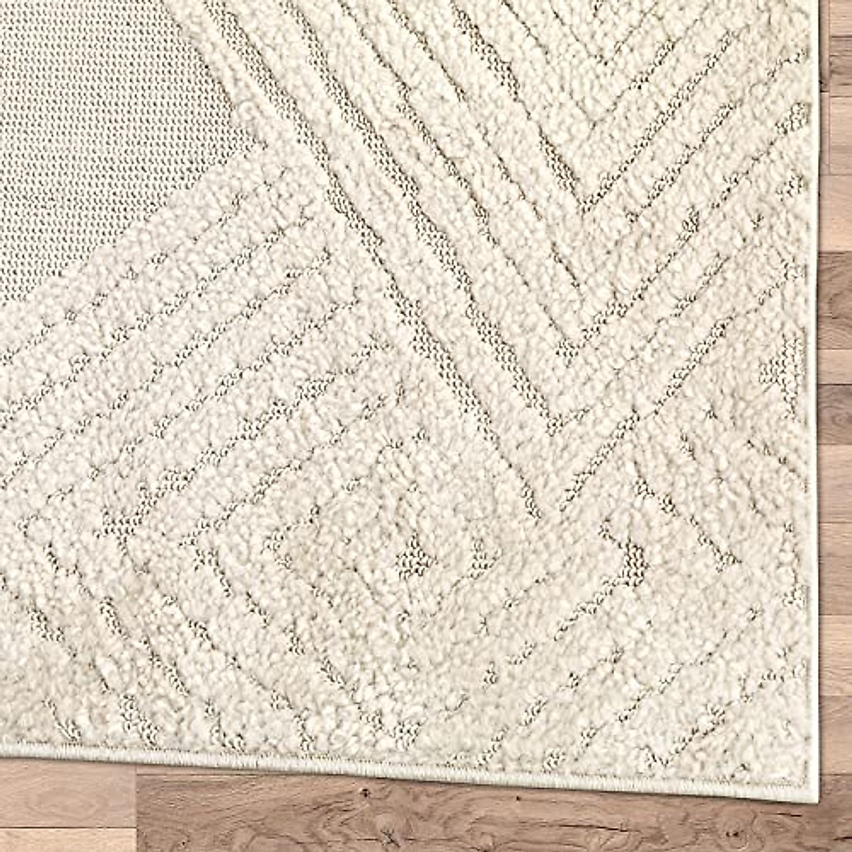 Antep Rugs Palafito 8x10 Geometric Shag Diamond High-Low Pile Textured Indoor Area Rug (Beige, 7'10" x 10')