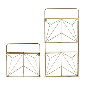 Deco 79 Rustic Metal Rectangle Wall Shelf, Set of 2 15", 30"H, Gold