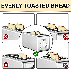 WHALL Long Slot Toaster 4 Slice Brushed Stainless Steel Toaster, 7 Toast Settings with Bagel/Cancel/Defrost Functions, Toaster Warming Rack&Removable Tray for Various Bread Types 1400W,Silver