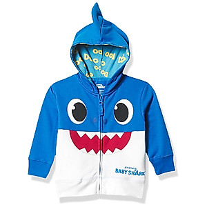 Pinkfong Boys Baby Zip Up Big Face Hoodie-Daddy Shark Blue Toddler Sizes 2T-5T, 5T