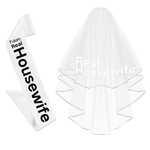 Future Real Housewife Party Decorations - Future Real Housewife Bride to Be Veil - Future Real Housewives Sash for Women Bridal Shower Engagement Bachelorette Party Supplies