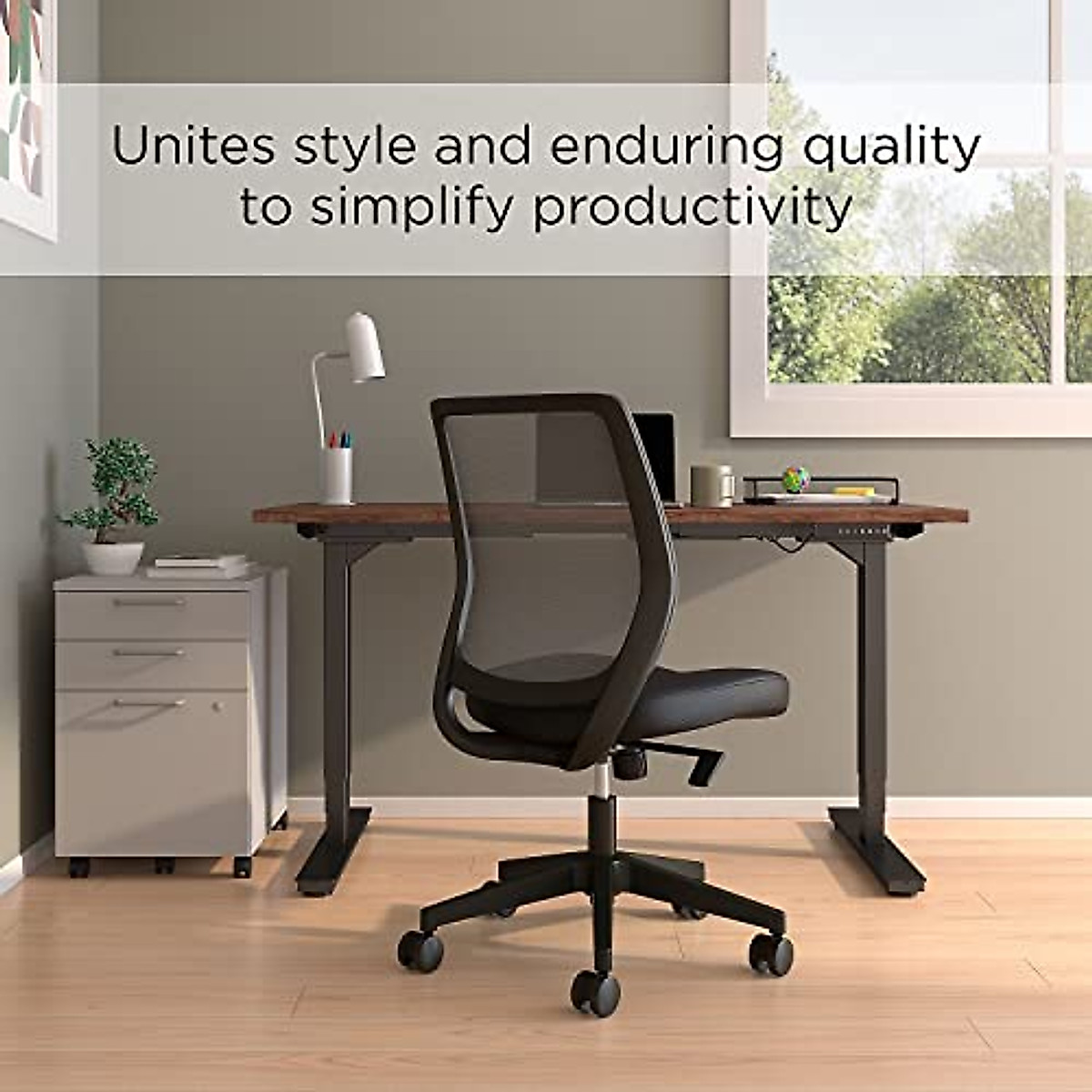 Union & Scale Un59378 Essentials Mesh Back Fabric Task Chair, Black