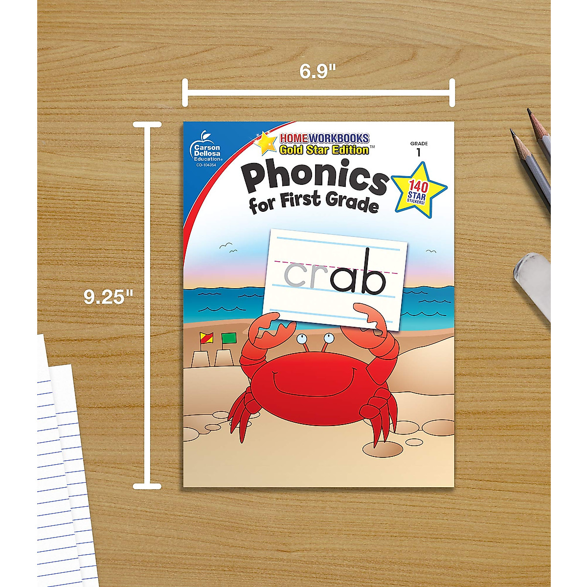 Carson Dellosa Phonics for First Grade Workbook―Writing Practice, Tracing Letters, Writing Words With Incentive Chart and Motivational Stickers (64 pgs) (Home Workbooks)