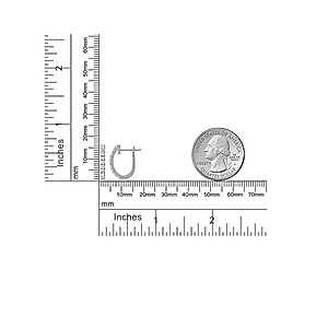 ARAIYA FINE JEWELRY 10K White Gold Round-shape Diamond Oval Hoop Earrings for Women (1/5 cttw, I-J Color, I2-I3 Clarity)