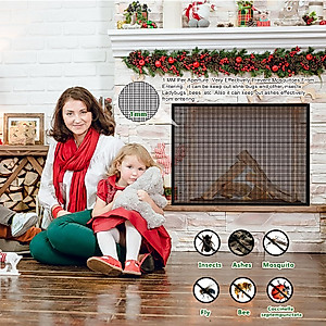 Fireplace Screen Safe Mesh Gate Child Proof Fireplace Mesh Screen Fireplace Barrier Guard Fireplace Net Adhesive Fireplace Cover Fireplace Doors for Existing Fireplace for Toddler Baby Pets 39*32inch