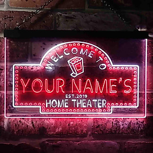 ADVPRO Personalized Your Name Est Year Theme Home Theater Cinema Dual Color LED Neon Sign White & Red 16" x 12" st6s43-ph2-tm-wr