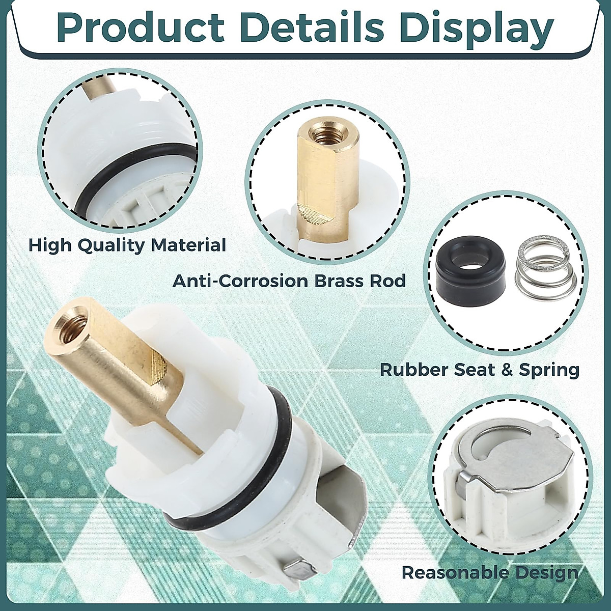 RP25513 Faucet Stem Assembly, Replacement Kit for Two Handle Faucet Repair Kit with RP4993 Seats and Springs, Cartridge for Kitchen Faucet Repair Kit, 4 Pack