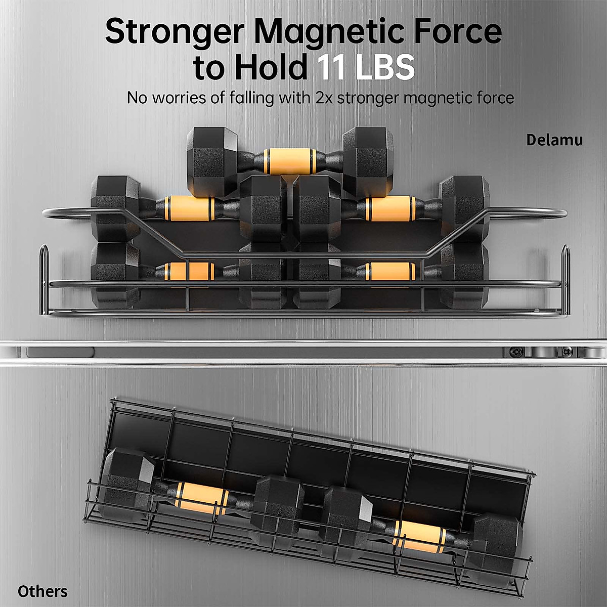 Magnetic Spice Rack for Refrigerator - 4 Pack Large Capacity Magnetic Shelves, Strong Magnetic Shelf, Space Saving Fridge Magnet Organizer, Spice Rack for Kitchen Organization and Storage, Metal Black