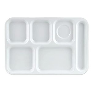 G.E.T. TR-153-W 10" x 14.5" 6-Compartment Tray, Polypropylene, White (Pack of 12)