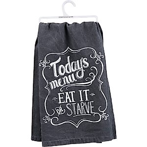 Primitives by Kathy Today's Menu Dish Towel, Black, 28" Square