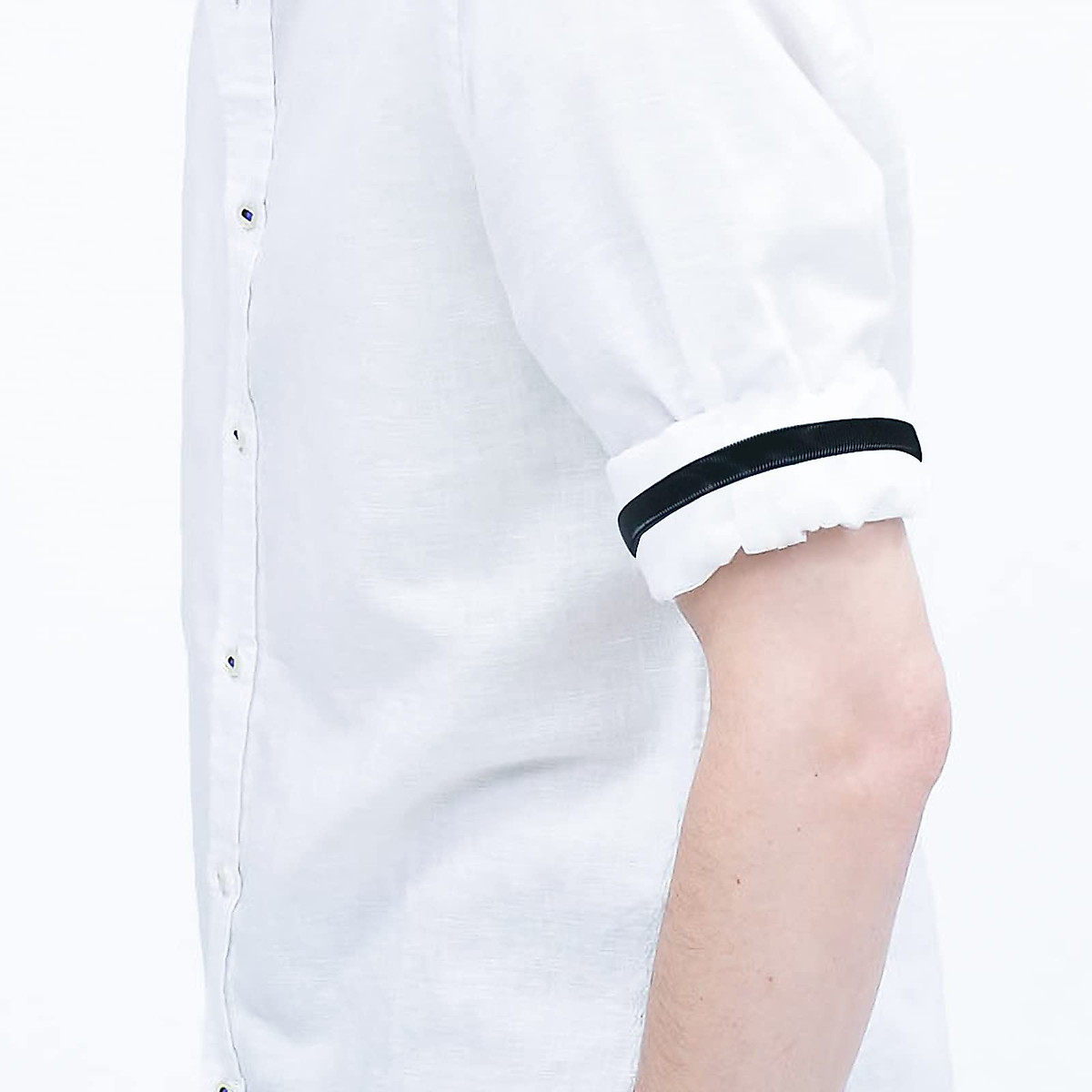 YUATCYA Shirt Sleeve Holders Metal Garters Armbands Set Elastic Band Sleeve Garters for Men Women 2 Pairs of Shirt Long Sleeve Holders Anti-Slip Armband Shirt Garter(Black + Bronze)