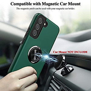 MMHUO for Galaxy S21 Case,Dual Layer Military Grade Drop Protection Case for Samsung S21 Kickstand Case with Hidden Ring Holder Shockproof Protective Phone Case for Samsung Galaxy S21 5G,Dark Green