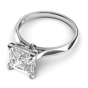 Sterling Silver Square 8mm Simulated Princess Cut Diamond Engagement Ring Knife Edge Promise Bridal Ring (7)