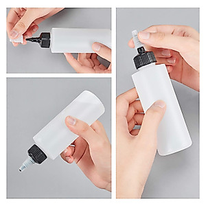 BENECREAT 12 Pack 5oz Plastic Squeeze Dispensing Bottles with Black Twist Cap Glue Bottle with Hopper, Cleaning Brush, Sticker Label and Marker Pen for Crafts, Art, Glue, Multi Purpose