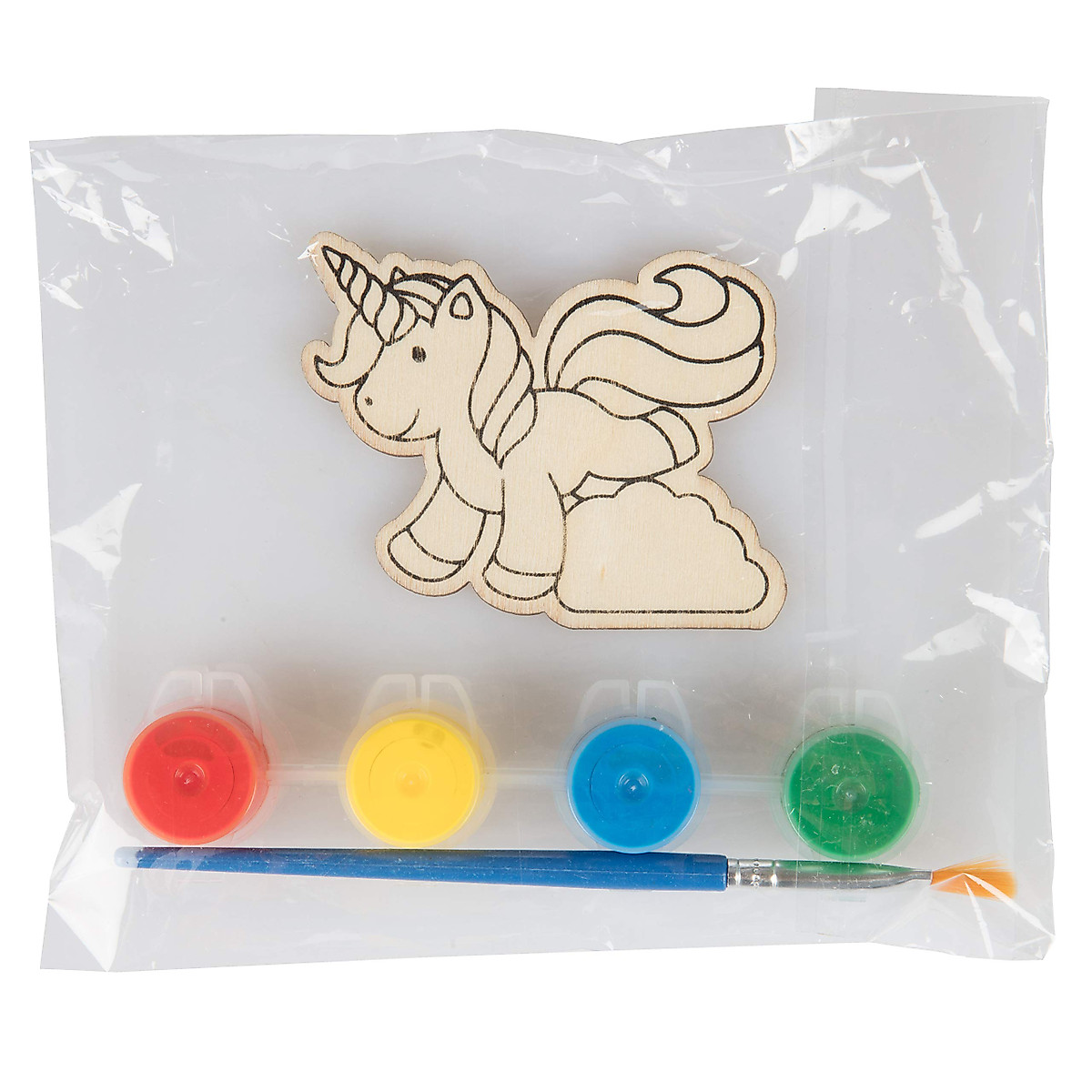 Valentines Cards for Kids Classroom -Dragon & Unicorn Wood Painting Kits (24ct)-Great Valentine's Day Gifts for Kids School Exchange -Each Valentine has Craft, Paints, Brush & Sticker for Boys & Girls