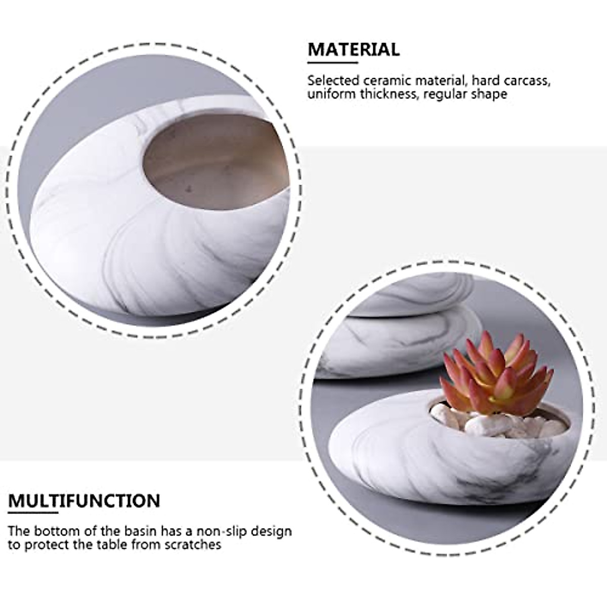 HANABASS Decorative Planters Vase Pebble Oval Desktop Container Home Pot Ceramic Ikebana Balcony Mini Indoor Flower Center Modern Holder Bonsai Outdoor Cactus for Style and Plant Garden