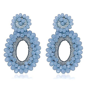 Statement Drop Earrings - Bohemian Beaded Teardrop Dangle Earrings Gift for Women