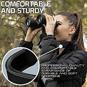 BlueCabi Neoprene Neck Shoulder Strap for Cameras and Binoculars - Comfortable Adjustable Fit for Men and Women with Anti Slip Material - Lightweight Design for Binocular Telescopes, and Rangefinders