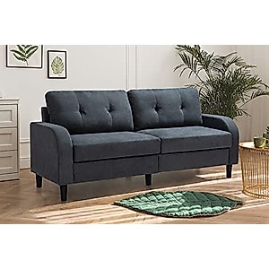 Vongrasig 73" Loveseat Sofa, 2 Seater Button Tufted Upholstered Couch, Modern Sofa with 6.3" Deep Seat Cushion for Small Space Living Room, Apartment, Dorm, Office, Blue Grey