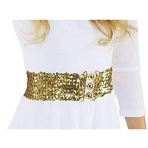 CRIZAN Womens Sequins Dance Dress Belly Chain Body Chain Jewelry (red gold silver)