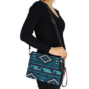 Western Native American Saddle Blanket Crossbody Clutch Bag Purse