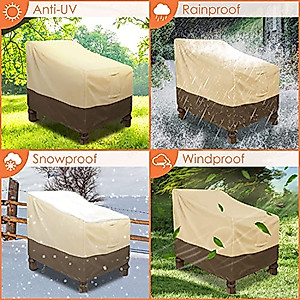 Heavy Duty Patio Chair Covers Waterproof, 2 Pack Lounge Deep Seat Cover 35"W x 38"D x 31"H, Heavy Duty Lawn Patio Outdoor Furniture Covers Waterproof with Air Vents for All Weather, Khaki & Brown