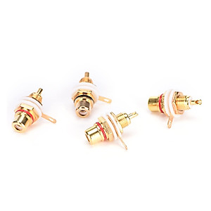 AANAN 10pcs/lot Panel Mount Gold Plated RCA Female Plug Jack Audio Socket Amplifier Chassis Phono Connector with Nut Solder Cup