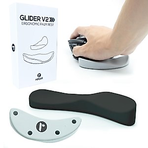 Reloot Glider v2 - Ergonomic Gliding Palm Rest, Soft Cooling Material, Sliding Wrist Pad That Moves with Your Mouse, Physician Designed for Carpal Tunnel Syndrome, Lightweight Wrist Rest (Black)
