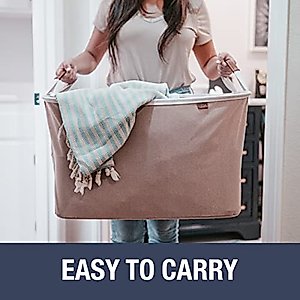 CleverMade Collapsible Fabric Laundry Basket - Premium Foldable Pop Up Storage Bin - Space Saving Hamper with Side Handles Large, Mocha, 2 Pack