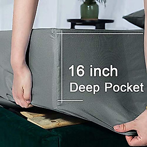 Shilucheng Bamboo_ 6-Piece King Size Bed Sheets Set 1800 Thread Count 16 Inch Deep Pockets Cool Eco Friendly Soft and Comforterble(King,Dark Grey)