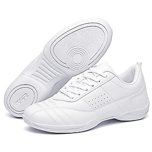 kkdom Adult & Youth White Cheerleading Shoes Athletic Dance Sport Training Shoes Competition Tennis Sneakers Cheer Shoes White US Size 8/EU Size 40