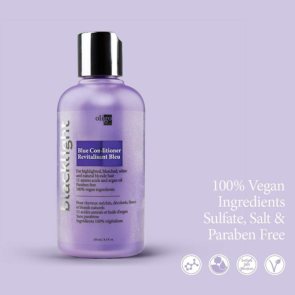 Oligo Professionnel - Blacklight Blue Conditioner for blondes - Vegan - Eliminate Brassy tones - Refresh faded highlights - Argan oil - Hydrating Formula - 8.5oz