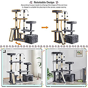 Yaheetech Multi-Level Cat Tree Cat Tower for Indoor Cats, Cat Condo with Scratching Posts, Cat Furniture Play Center, Plush Perch, Rotatable Cat Tree for Kittens/Large Cat, Dark Gray