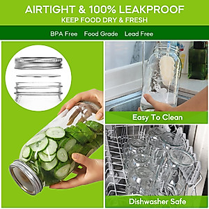 Mcupper 3 Pack Wide Mouth Mason Jars 64 oz, Half Gallon Mason Jars, Large Canning Jars with Lids and Bands for Canning & Storing, Labels & Brusher Included