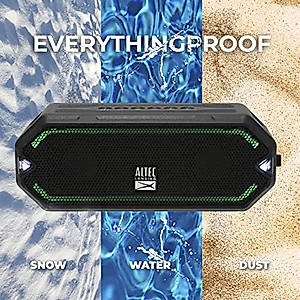 Altec Lansing HydraJolt Wireless Bluetooth Speaker, Waterproof Portable Speakers with Built in Phone Charger and Lights, Everything Proof Outdoor, Shockproof, Snowproof, 16 Hours Playtime (Black)