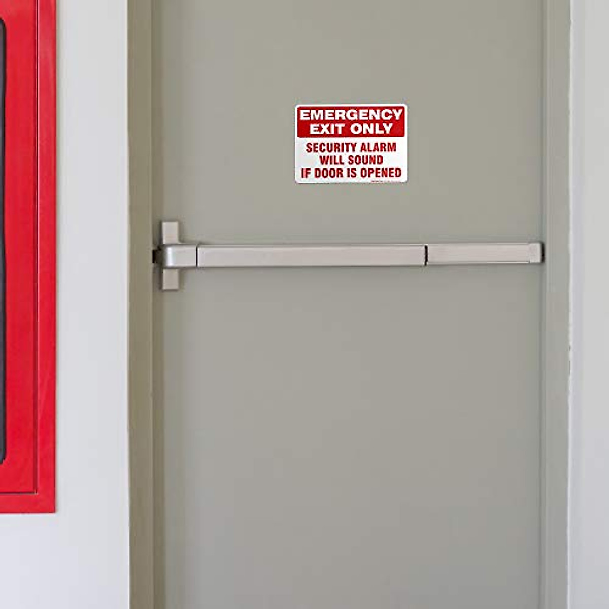 Sigo Signs (2 Pack) Emergency Exit Only Sign, Self Adhesive 7 X 10inches 4 Mil Sleek Vinyl Decal Stickers Weather Resistant Long Lasting UV Protected and Waterproof Made in USA by Sigo Signs