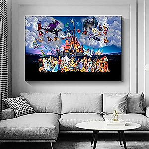 HHOOO Beauty And The Beast Characters Castle Children Mickey Princess Villain Poster Decorative Painting Canvas Wall Art Living Room Posters Bedroom Painting 16x24inch(40x60cm)