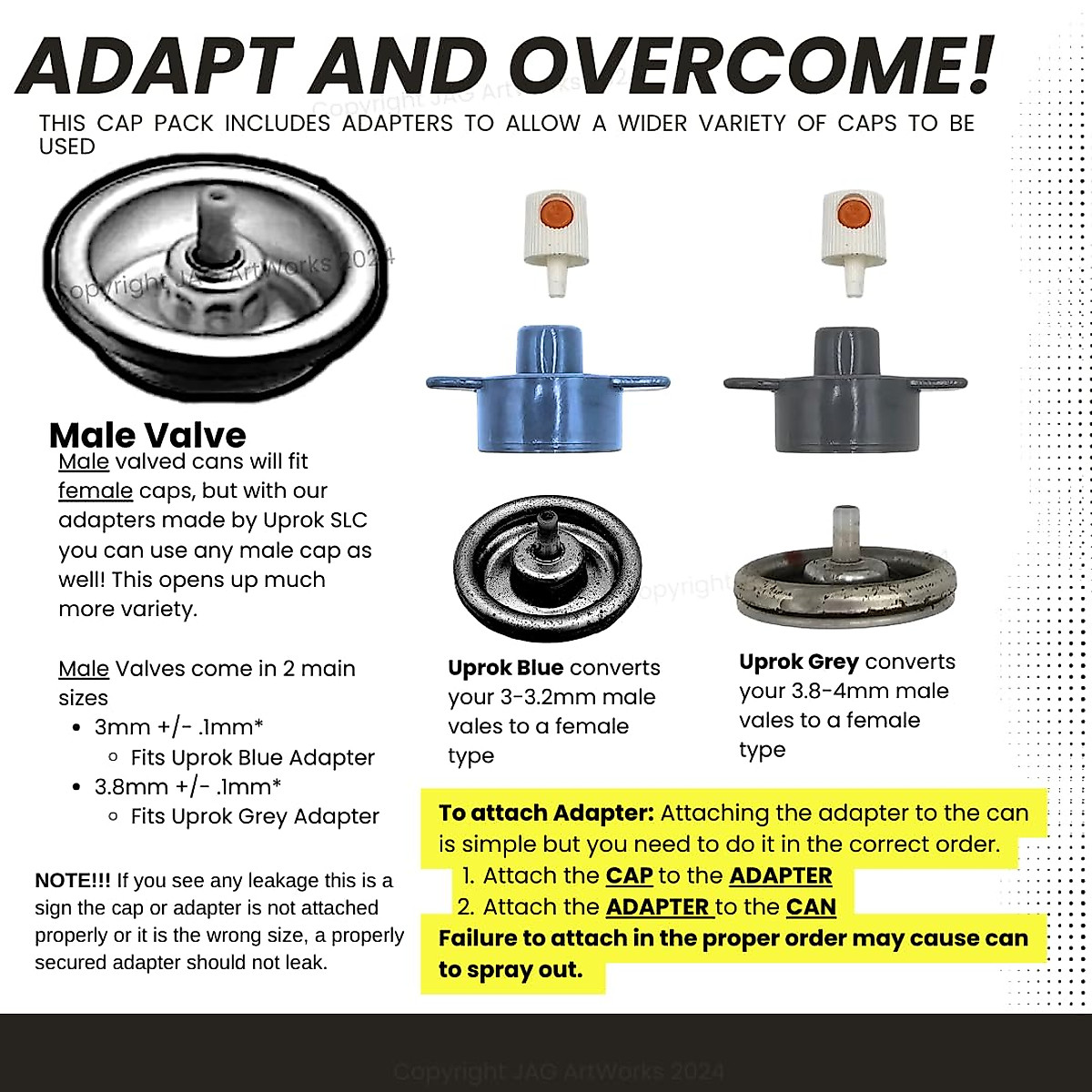 The UPROK Female Adapter and Male Caps Pack (22pc) for Krylon, Rust-Oleum, American Accents, and More! Spray Paint Caps for Home Improvement, Spray Paint Art, Street Art Tips