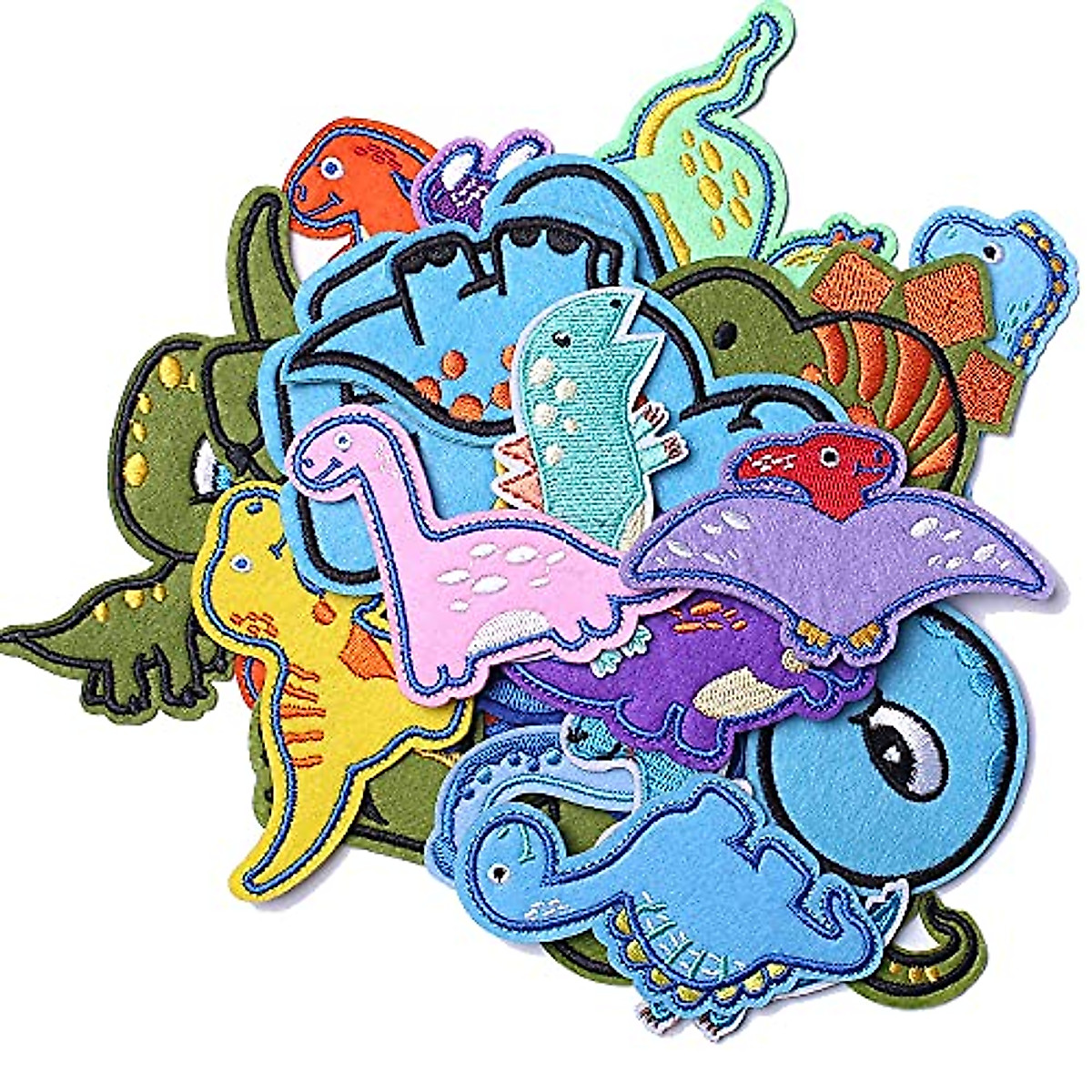 AXEN Embroidered Dinosaur Iron on Patches DIY Accessories, Assorted Dinosaur Decorative Patches, Cute Applique Patches for Jackets, Hats, Backpacks, Jeans, 26 Pieces Package