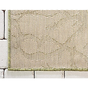 Unique Loom Collection Coastal, Branches, Botanical, Indoor and Outdoor Area Rug, 4 ft x 6 ft, Light Green/Beige