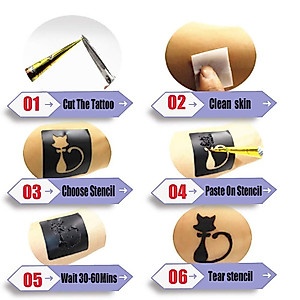 Temporary Tattoo kit，4Pcs Tattoo Cones,100% Natural Ready to Use Black Tattoo Paste, India Body DIY Art Painting for Women Men Kids with 20 Adhesive Stencils, 1 Bottle, 4Nozzles